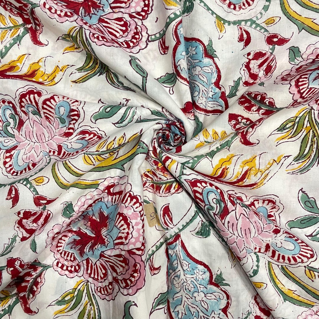 Beautiful Indian Hand Block Printed Cotton Fabric Floral Print Fabric ...