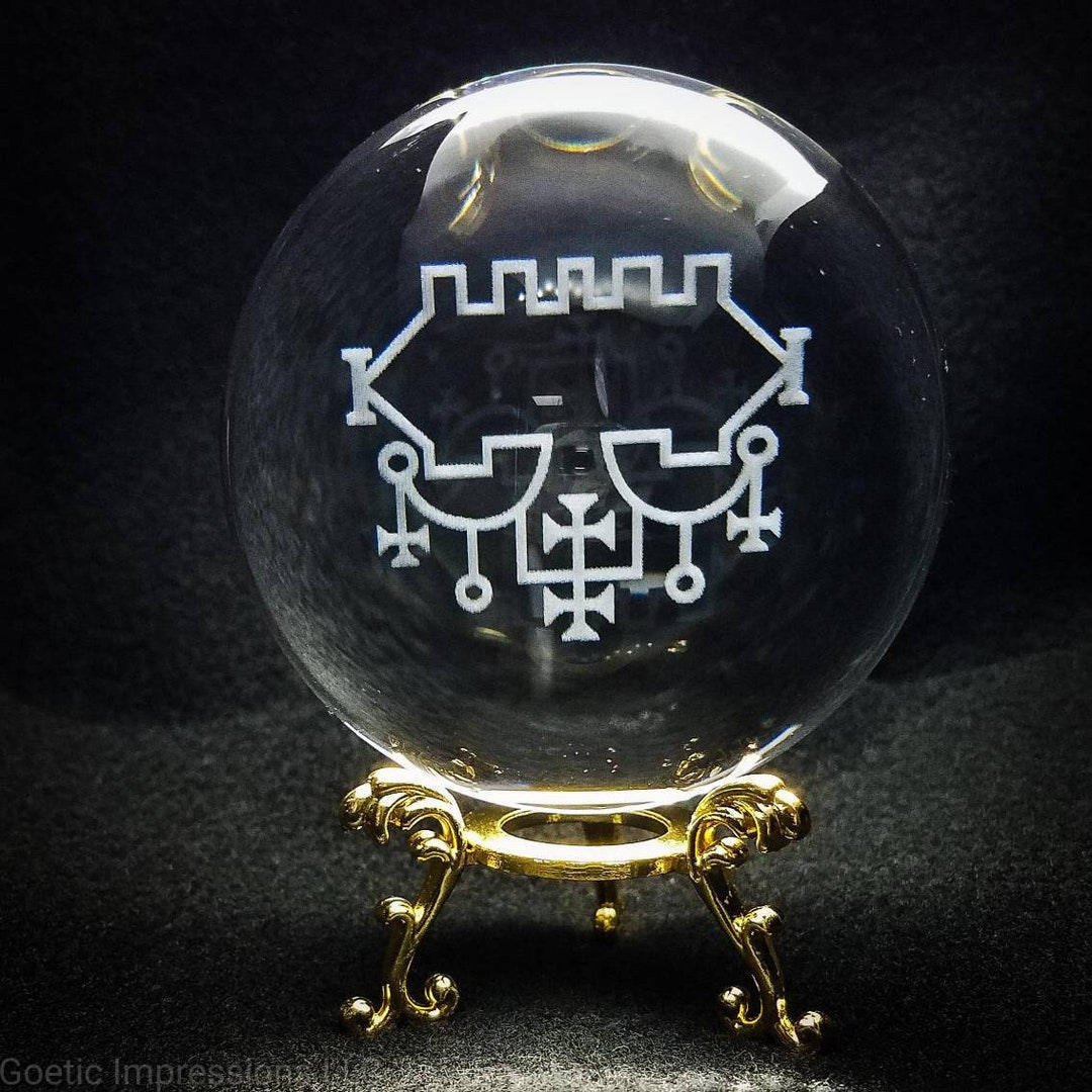 Belial Sigil Crystal Ball With Stand // Goetic Summoning Scrying Ball ...