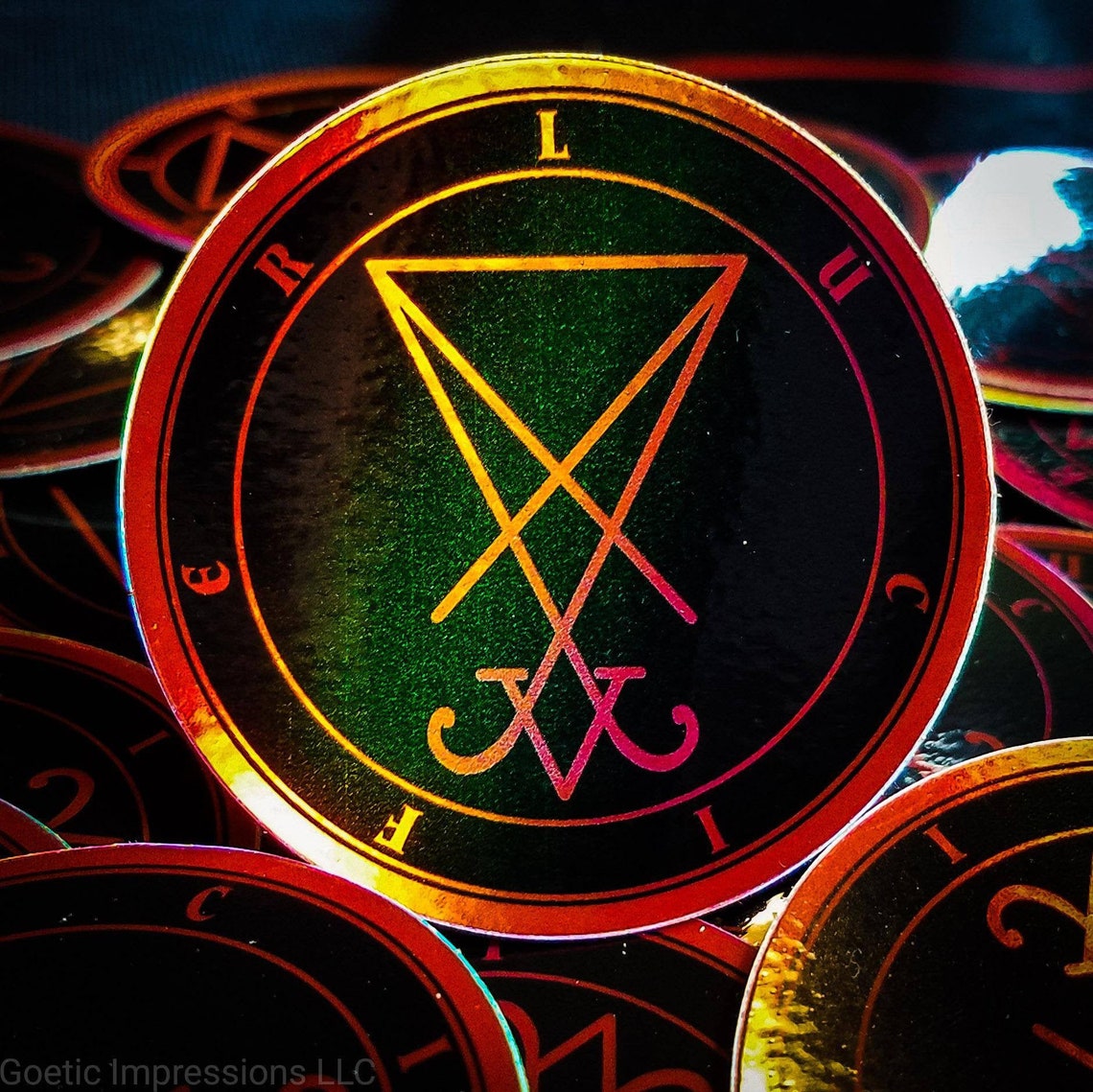 Lucifer Sigil Holographic Sticker // Satanic Sticker // | Etsy