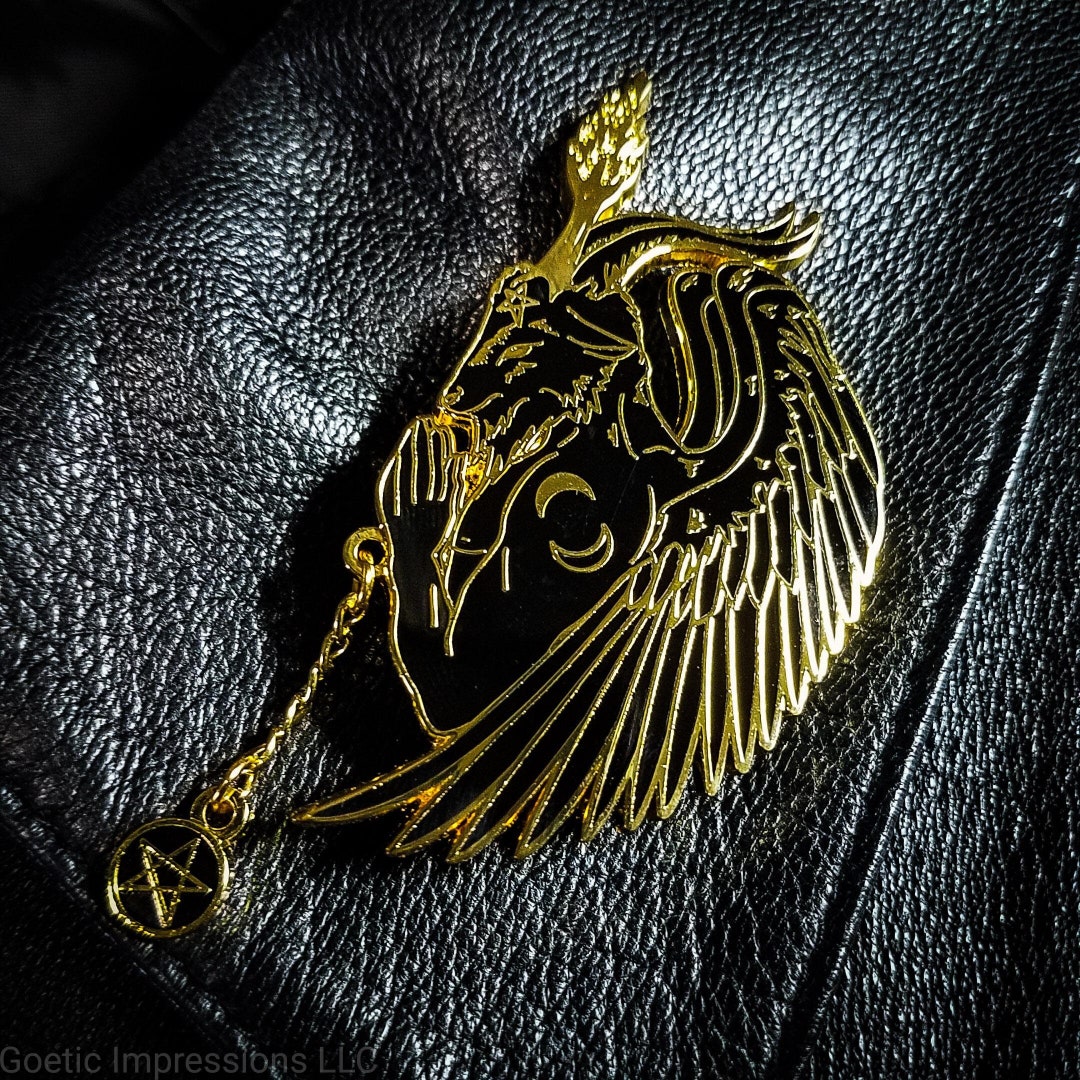 Baphomet Hard Enamel Pin, Praying Goat Enamel Pin, Goat of Mendes ...
