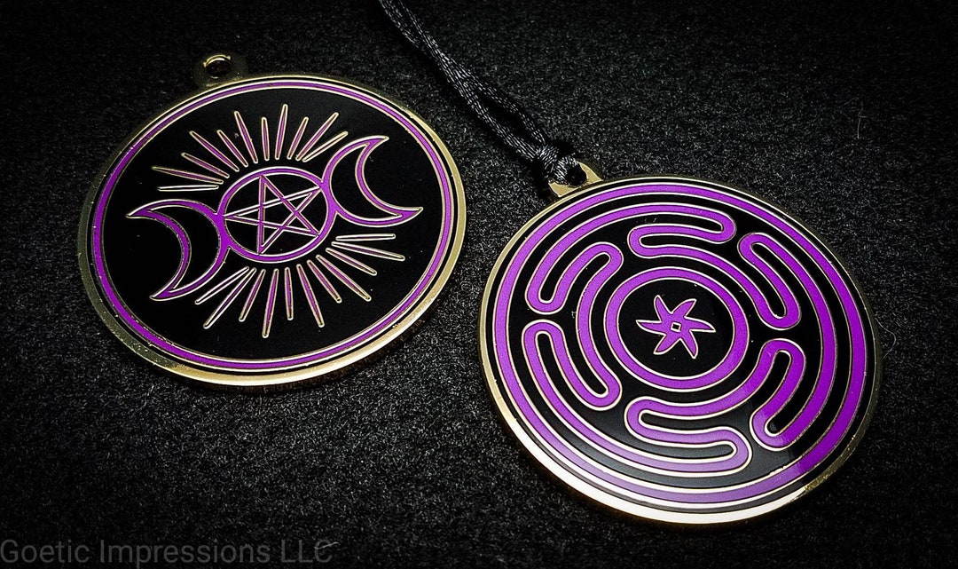 Hecate Sigil Triple Moon Goddess Pendant: Gold Plated, Doublesided - Etsy