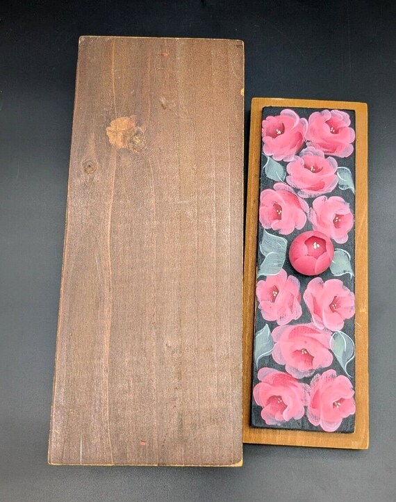 Vtg Handmade Wooden Rectangular Box with Lid Hand Pai… - Gem