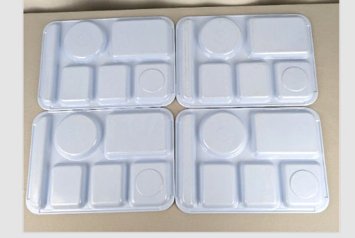 Vintage MCM Cafeteria Meal Trays Lot of Four Melamine Light Blue BOLTA ...