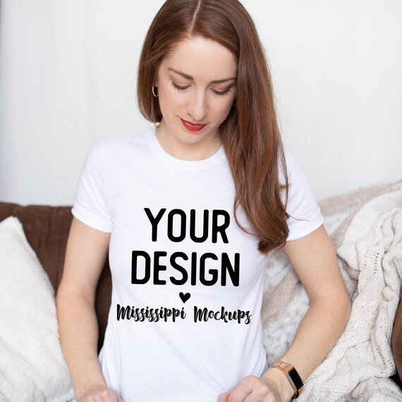 Bella Canvas 3001 Tee Model Mockup Women's White Bella - Etsy