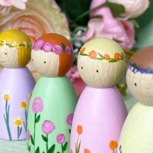 Spring Flower Peg Dolls - Small World Pretend Play Wooden Toys Eyfs ...