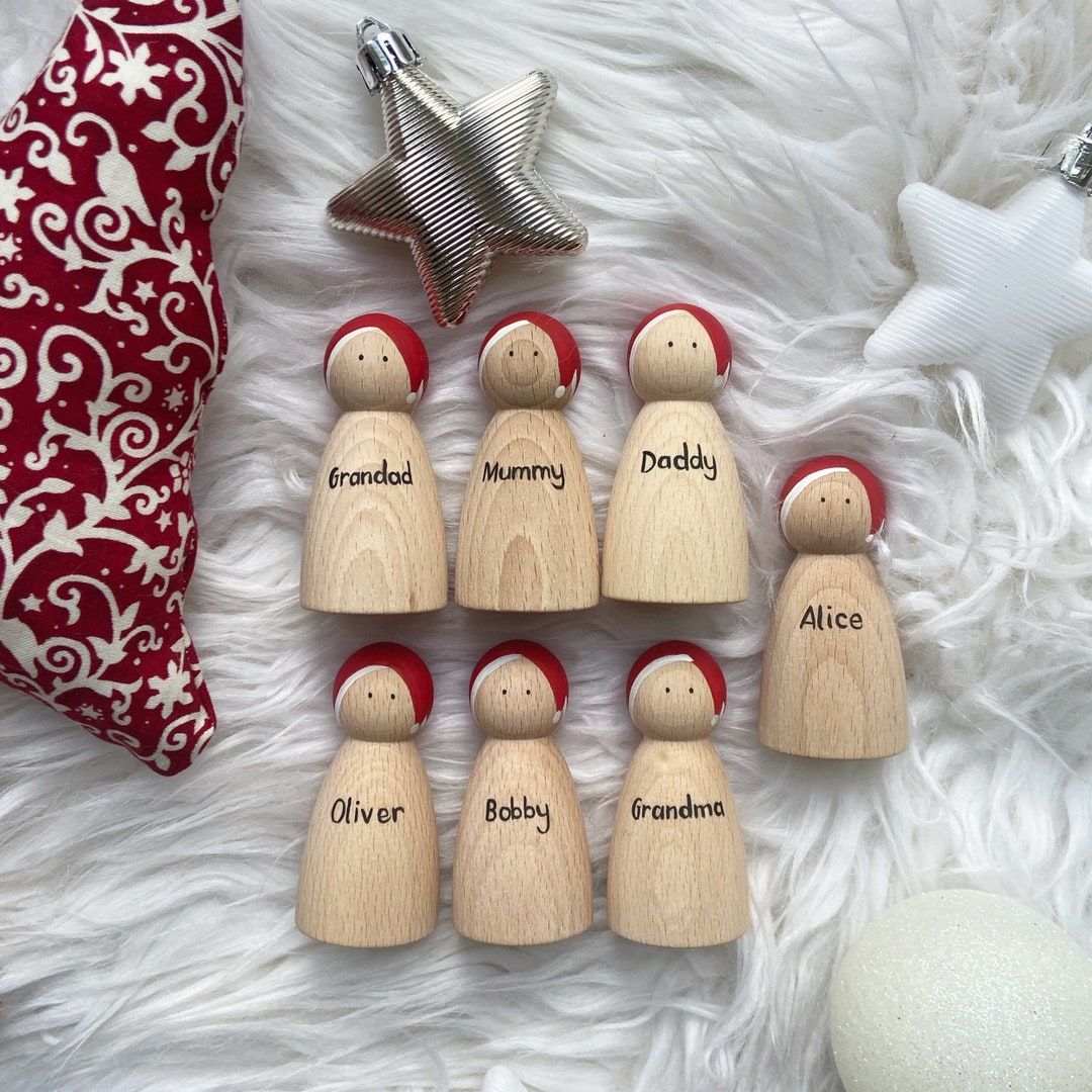 Personalized Christmas Peg Doll: Wooden Stocking Filler, Pretend Play ...
