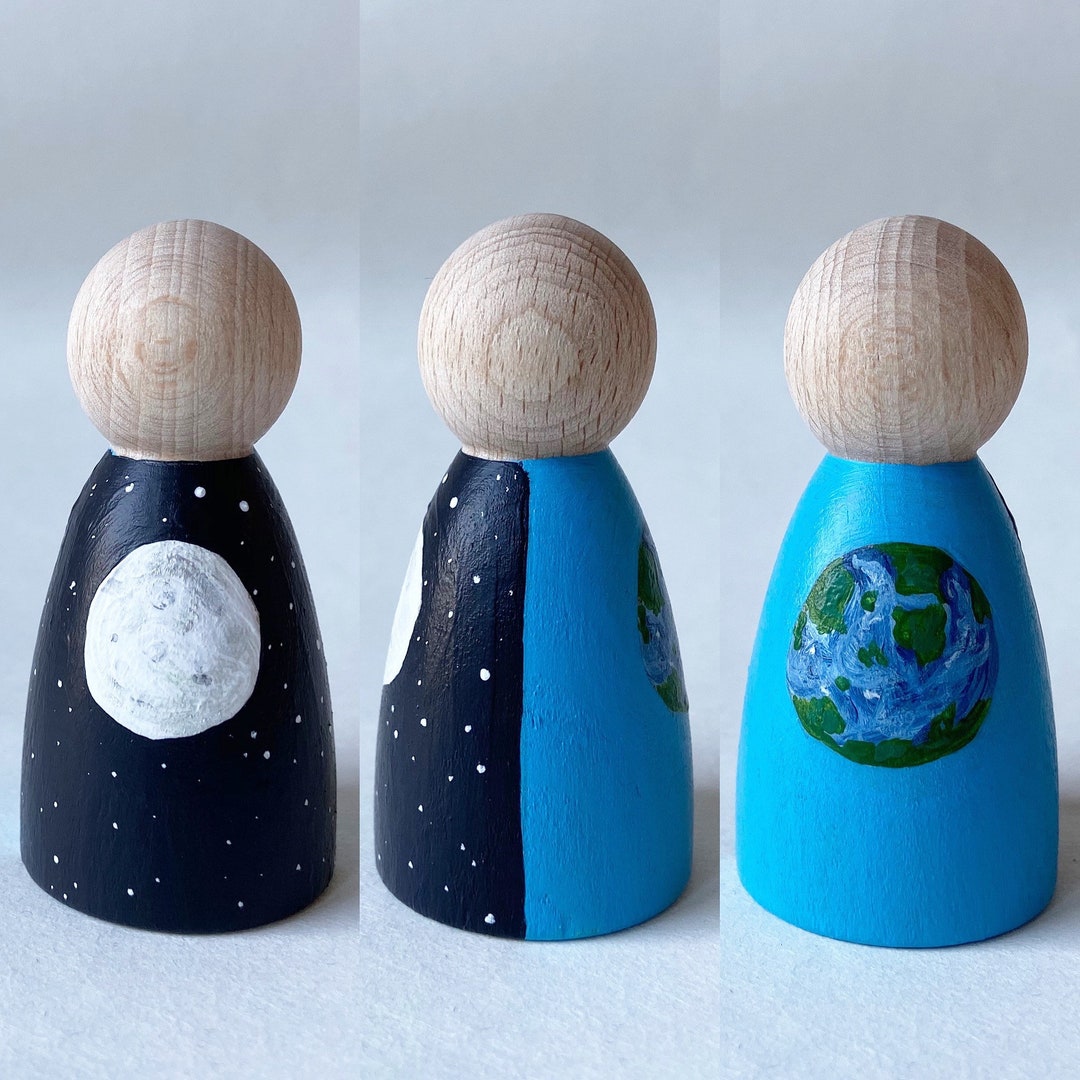 Moon & Earth Peg Doll - Etsy