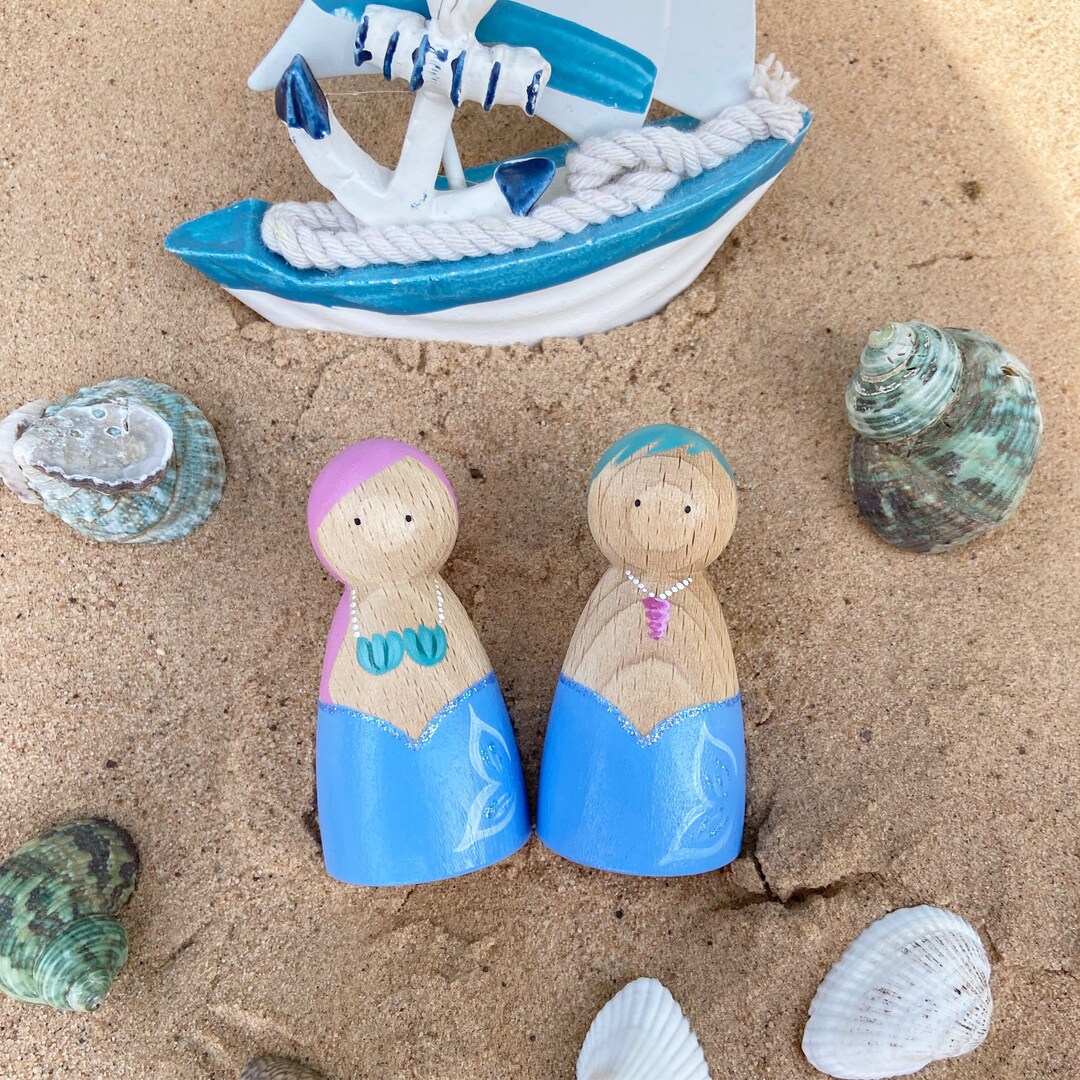 Mermaid & Merman Peg Dolls Sea World Pretend Play Toys - Etsy