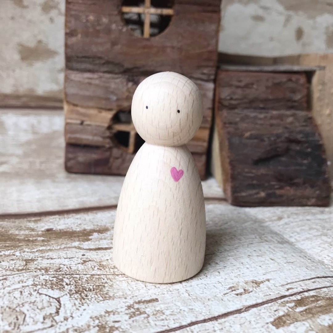 Simple Heart Peg Doll - Etsy