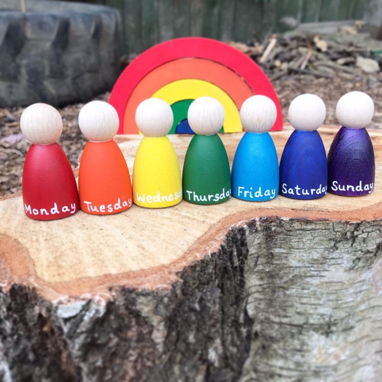 Days of the Week Rainbow Peg Dolls - Learning - Educational Dolls - Etsy