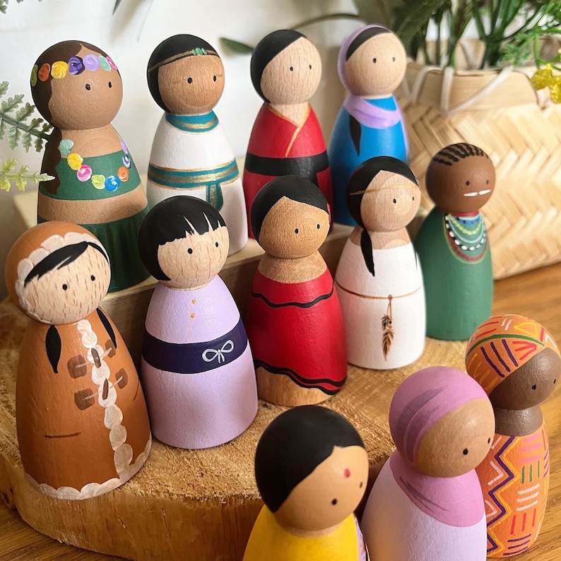 Guys and Girls of the Globe Multicultural Peg Dolls - Learning Wooden ...