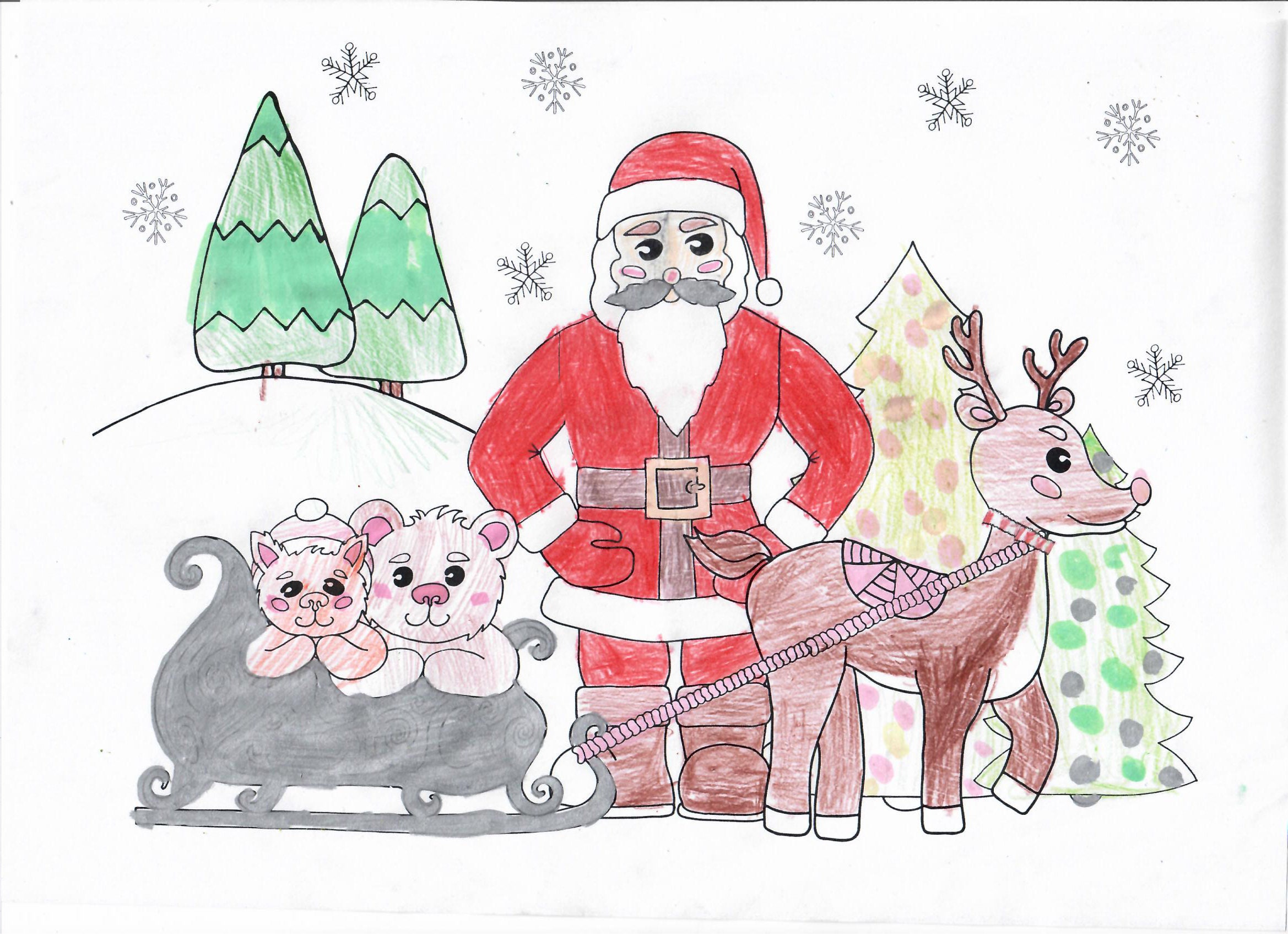Christmas Coloring Page, 8.5x11, Instant Download, Printable Santa ...