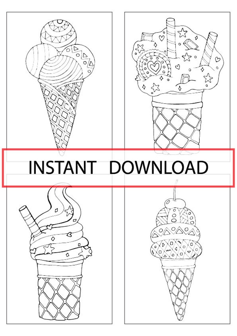 8 Coloring Page With Ice Cream, Fruit Ice. Coloring Book Pages for ...