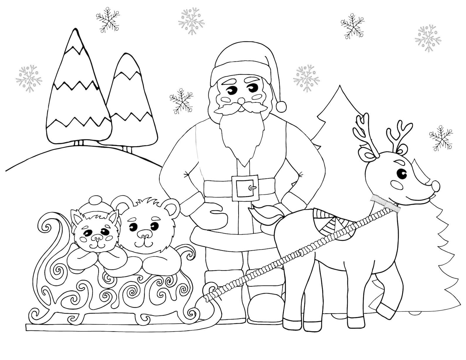 Christmas Coloring Page, 8.5x11, Instant Download, Printable Santa ...