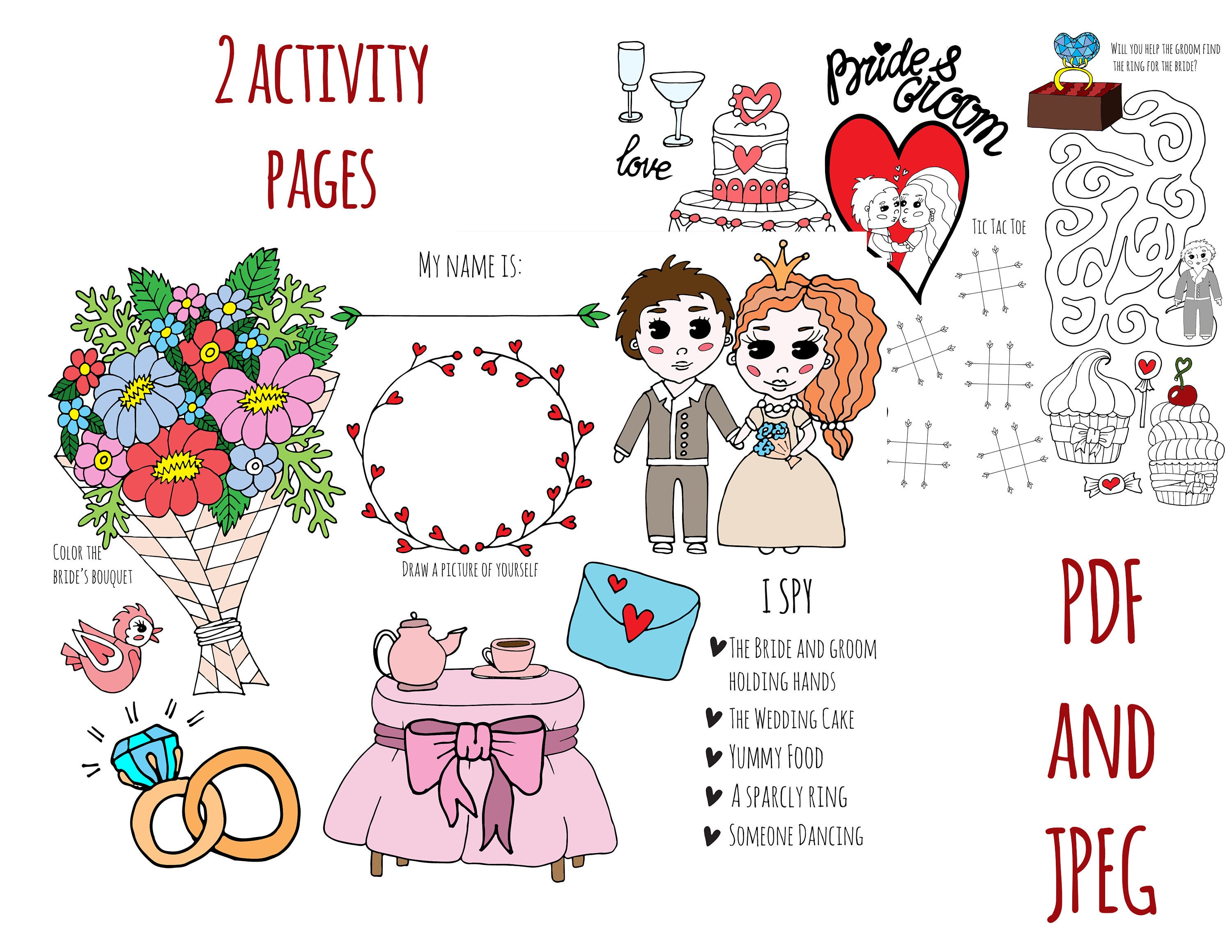 Wedding Activity Page 8.5x11 Instant Download Printable - Etsy