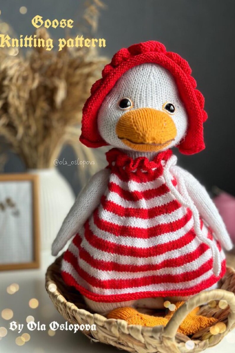 Goose Knitting Pattern PDF, 2 Needles Version, Knitted Animal Toy, 38cm ...