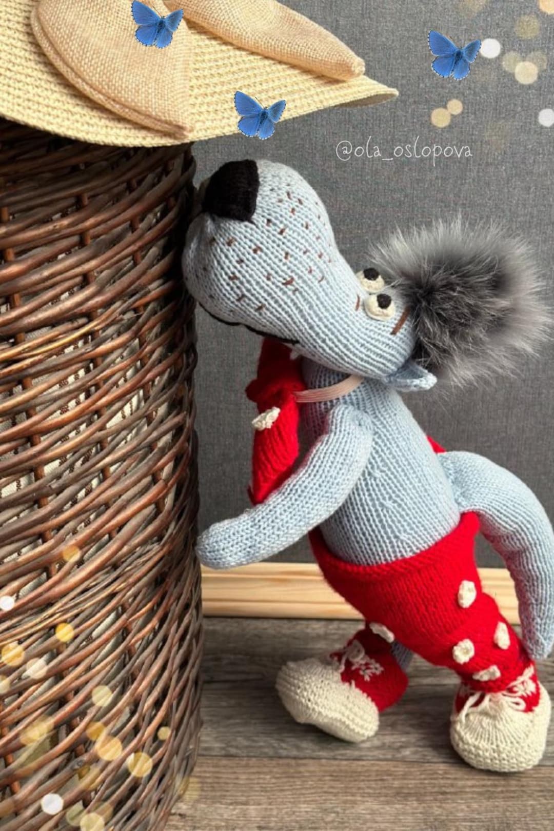 Wolf Knitting Pattern - 2 Needles Version - Beginner Knit Toy Patterns ...