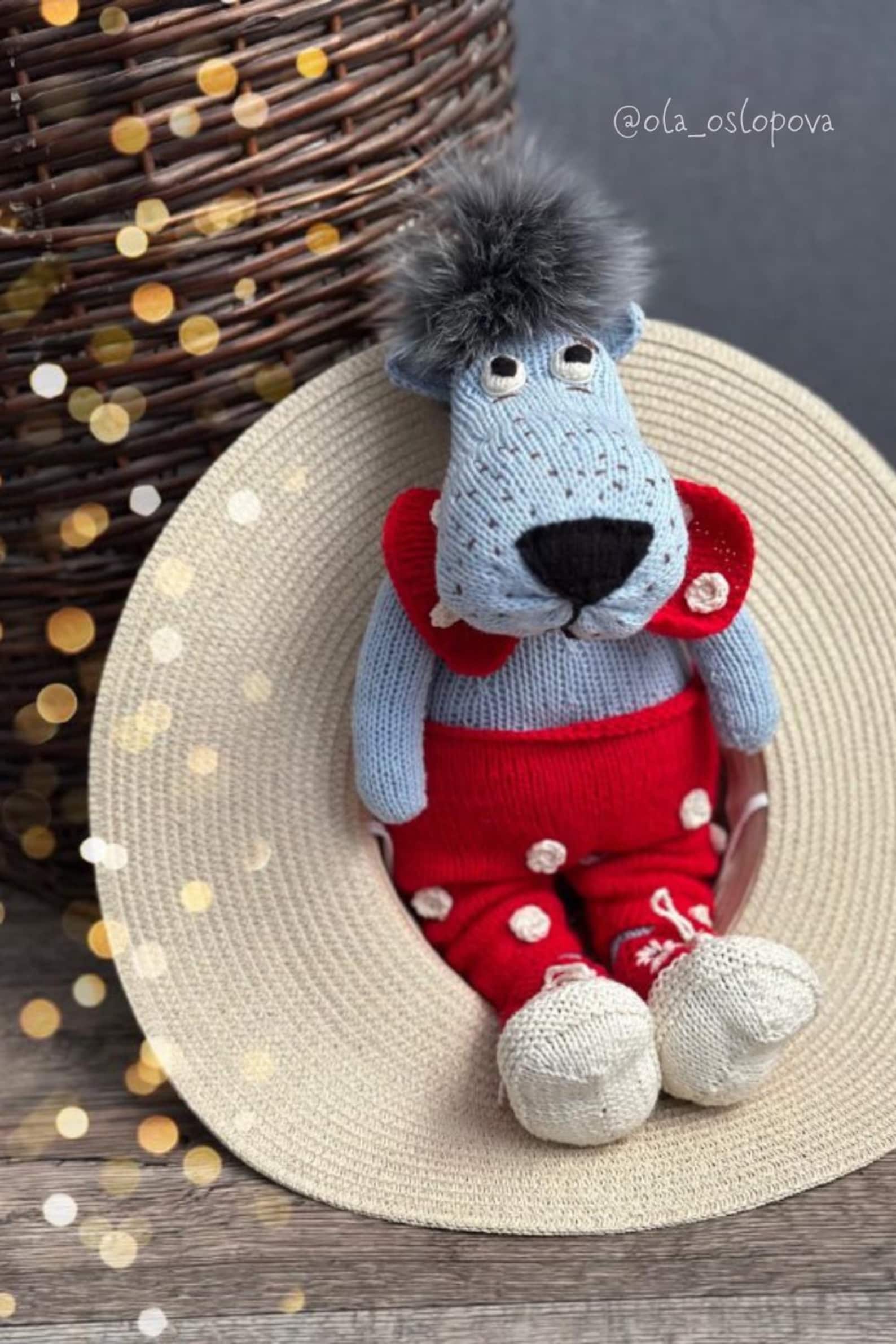 Wolf Knitting Pattern - 2 Needles Version - Beginner Knit Toy Patterns ...