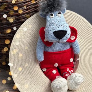 Wolf Knitting Pattern - 2 Needles Version - Beginner Knit Toy Patterns ...