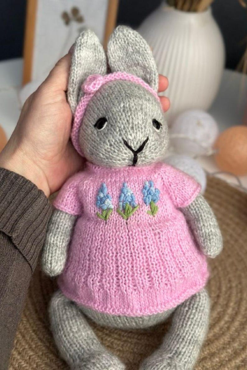 Bunny Knitting Pattern PDF (10 Inches Tall) / 2 Needles Version ...