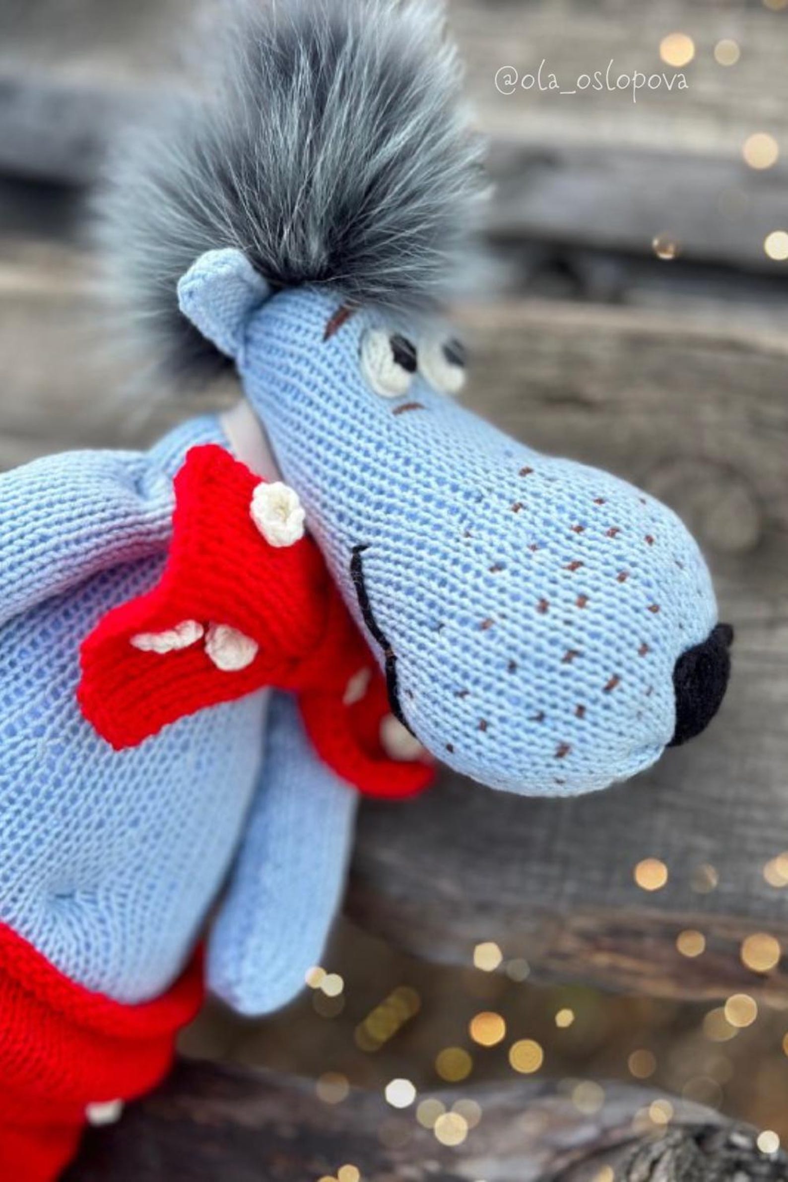 Wolf Knitting Pattern - 2 Needles Version - Beginner Knit Toy Patterns ...