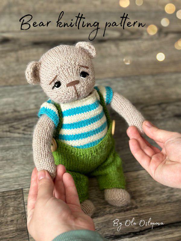 Teddy Bear Knitting Pattern (11 Inches Tall) / 2 Needles Version - Toy ...