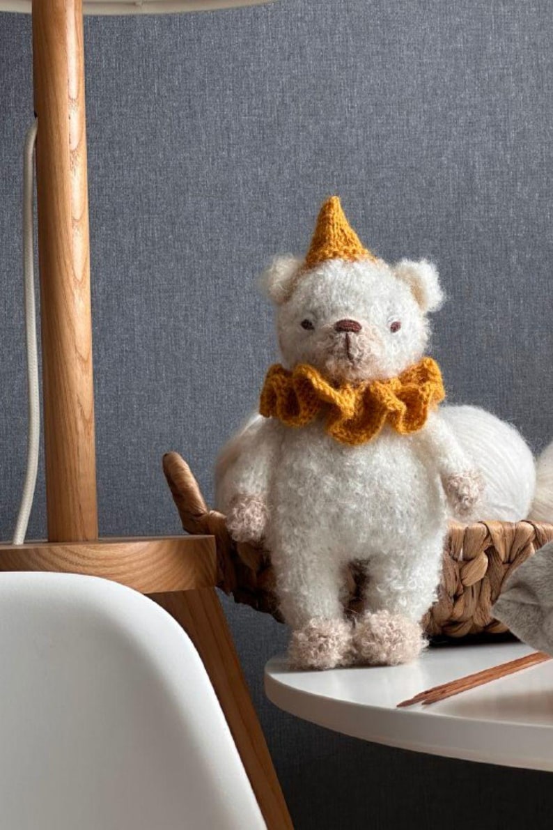 Teddy Bear Toy Knitting Pattern, Knitted Animal Pattern, 19cm Knit Cute ...