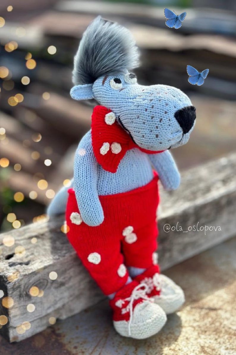 Wolf Knitting Pattern - 2 Needles Version - Beginner Knit Toy Patterns ...