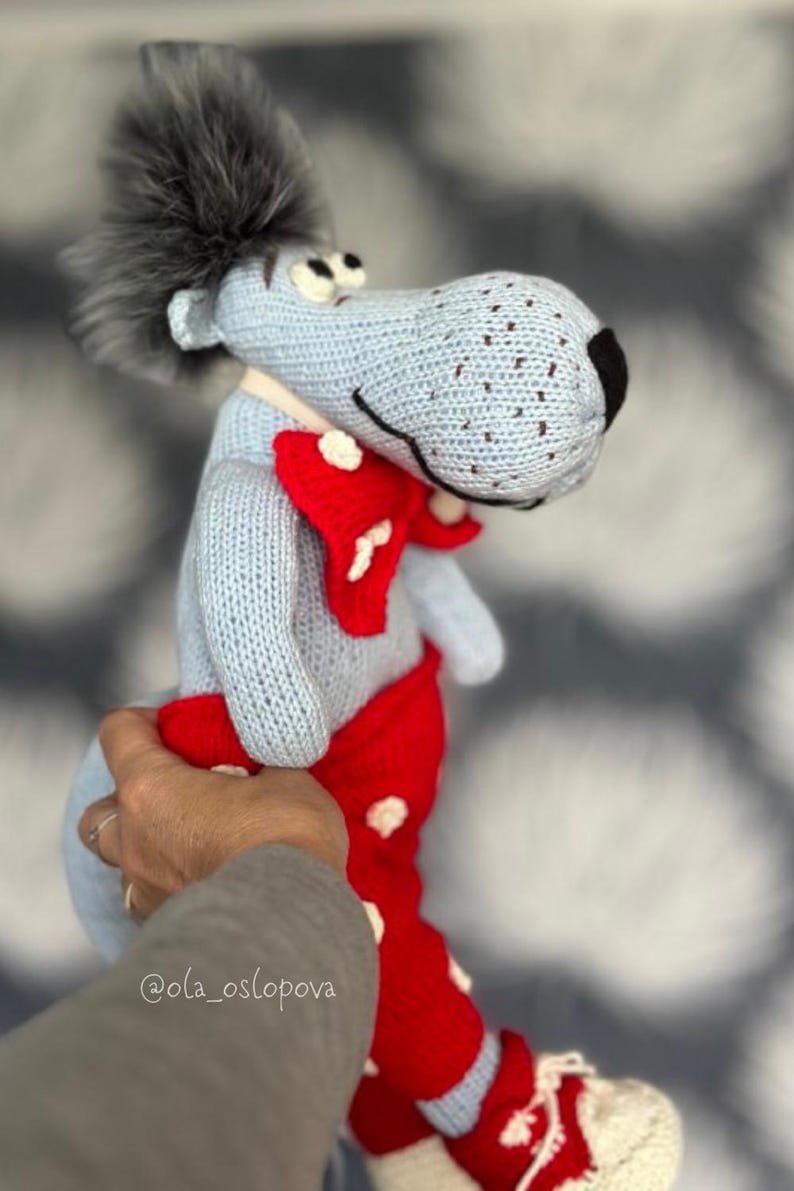Wolf Knitting Pattern - 2 Needles Version - Beginner Knit Toy Patterns ...