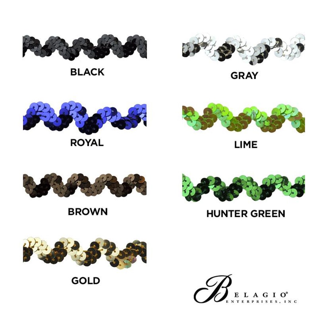Non-stretch Sequin Wave Trim for Costume Design and DIY Crafts, 0.5" X ...