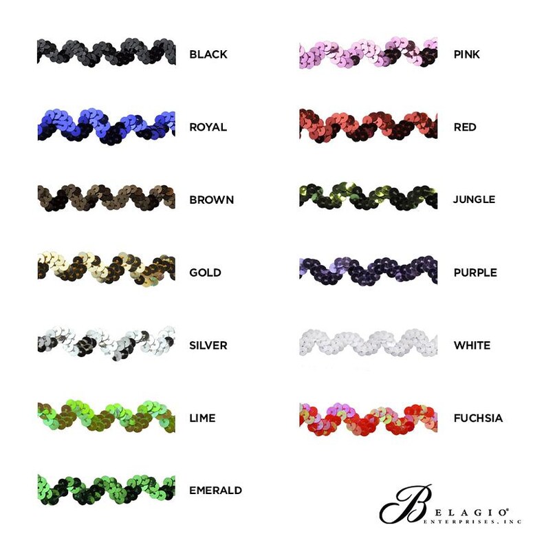 Non-stretch Sequin Wave Trim for Costume Design and DIY Crafts, 0.5" X ...
