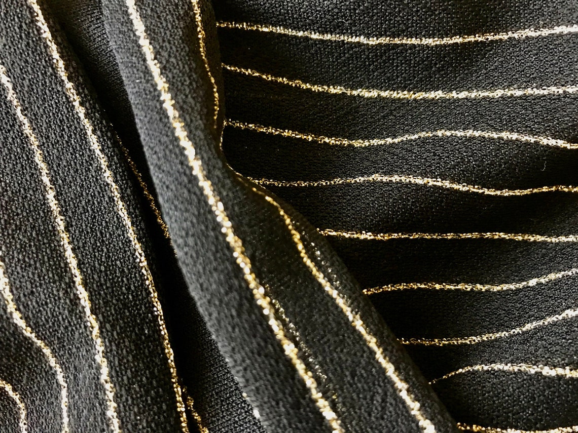 30m Vintage schwarz Polyester Krepp Stoff mit gold Lurex - Etsy.de