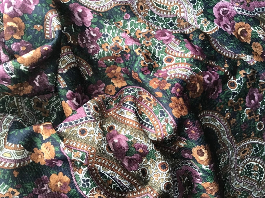 Purple and Dark Green Paisley Type Design Soft Printed - Etsy