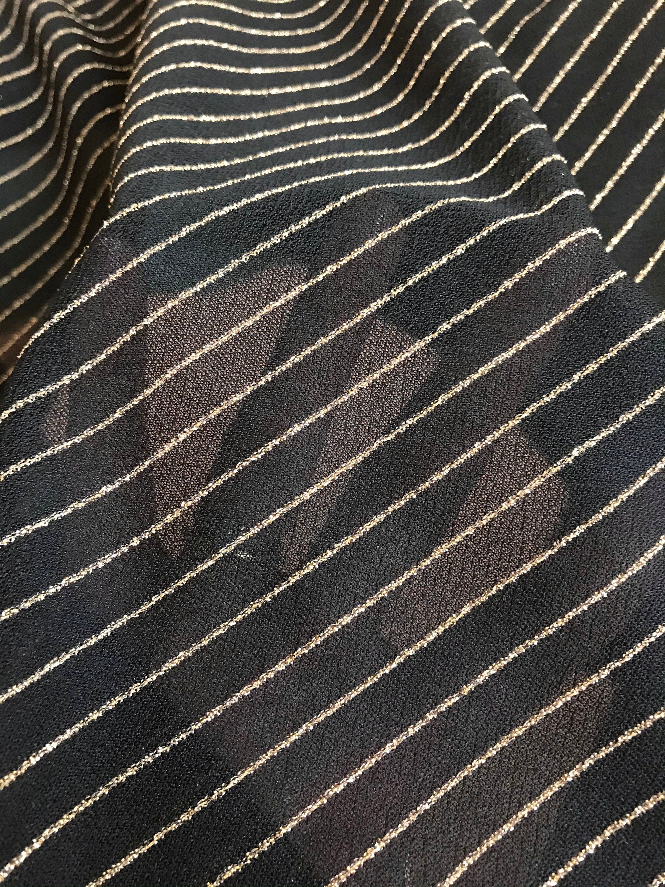 30m Vintage schwarz Polyester Krepp Stoff mit gold Lurex | Etsy