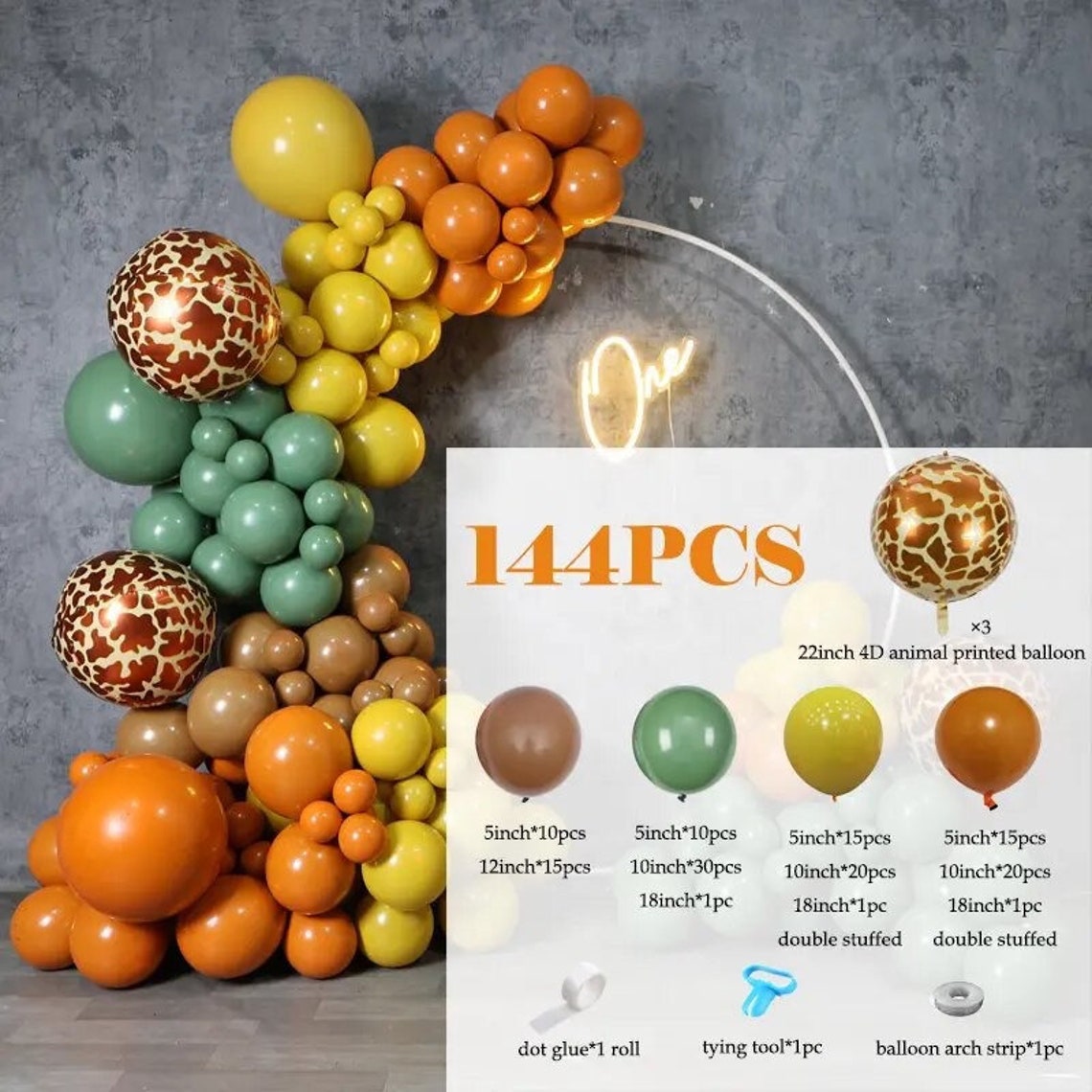 147 Pcs Double Stuffed High Quality Animal Jungle Balloons. DIY Balloon ...