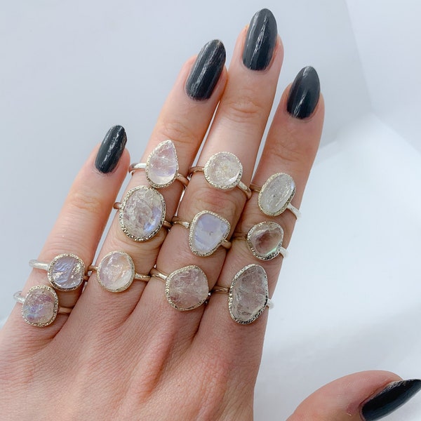 Raw Cut Stone, Sterling Silver Ring - Etsy