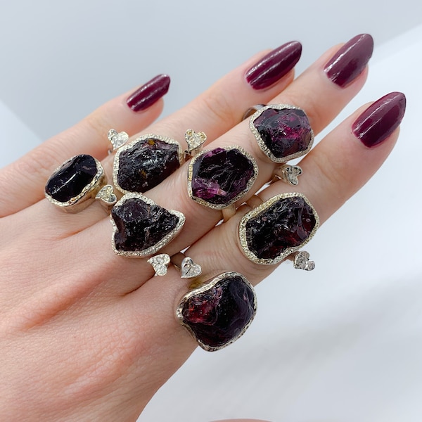 Raw Garnet Ring - Etsy