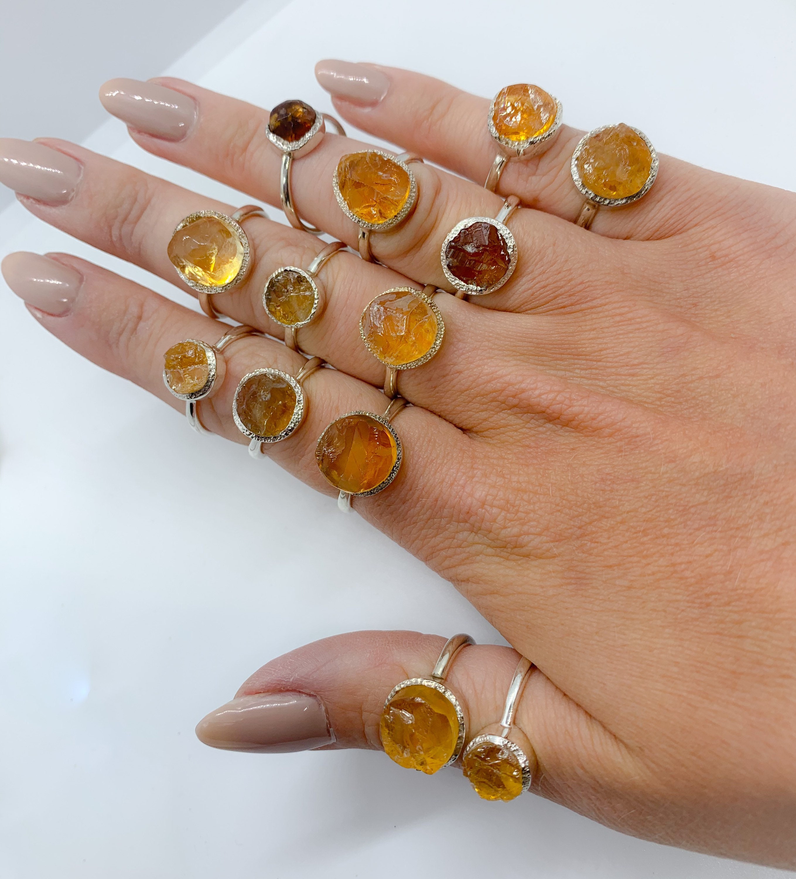 Raw Stone Ring Citrine Ring Sterling Silver Natural Stone - Etsy UK