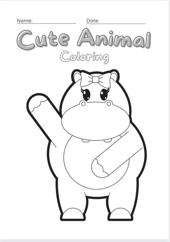 Digital Coloring Pages - Cute Animals - Etsy