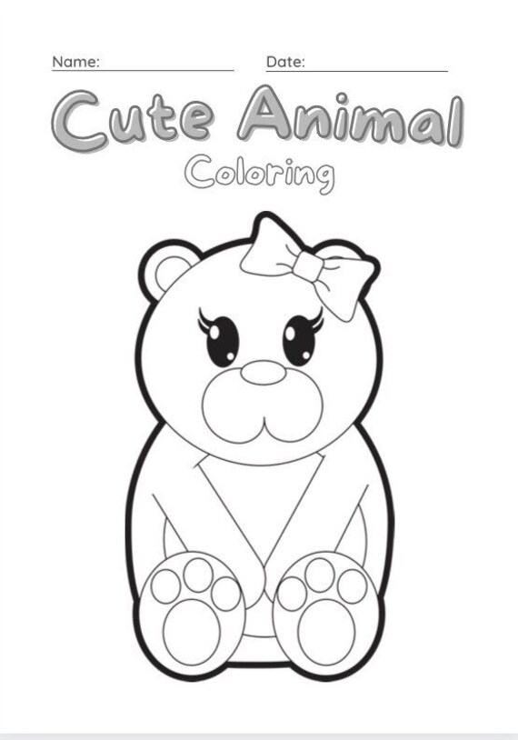 Digital Coloring Pages Cute Animals - Etsy