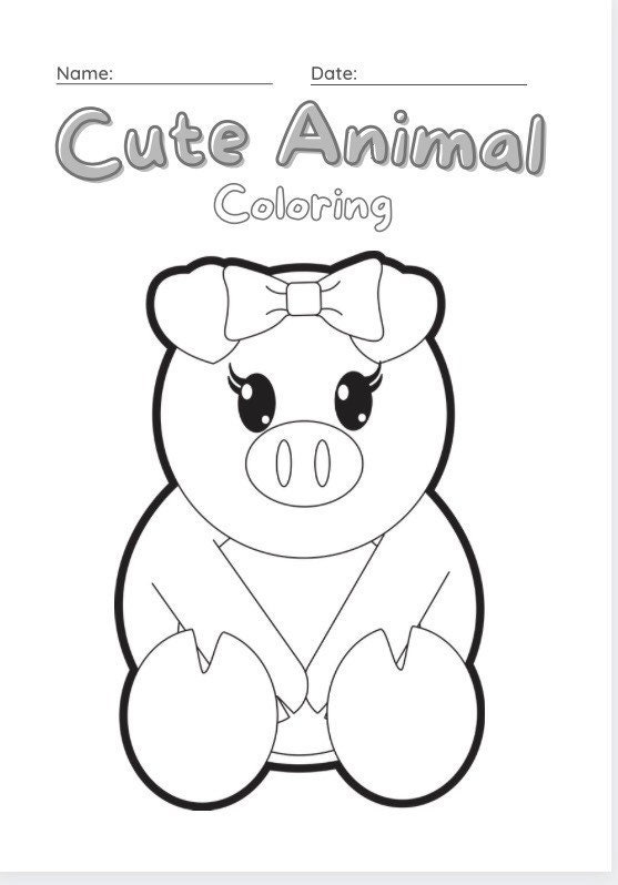 Digital Coloring Pages - Cute Animals - Etsy