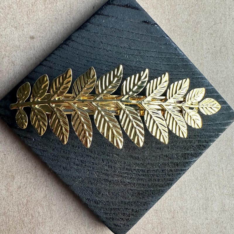 Leaf Gold Hair Barrette - Etsy