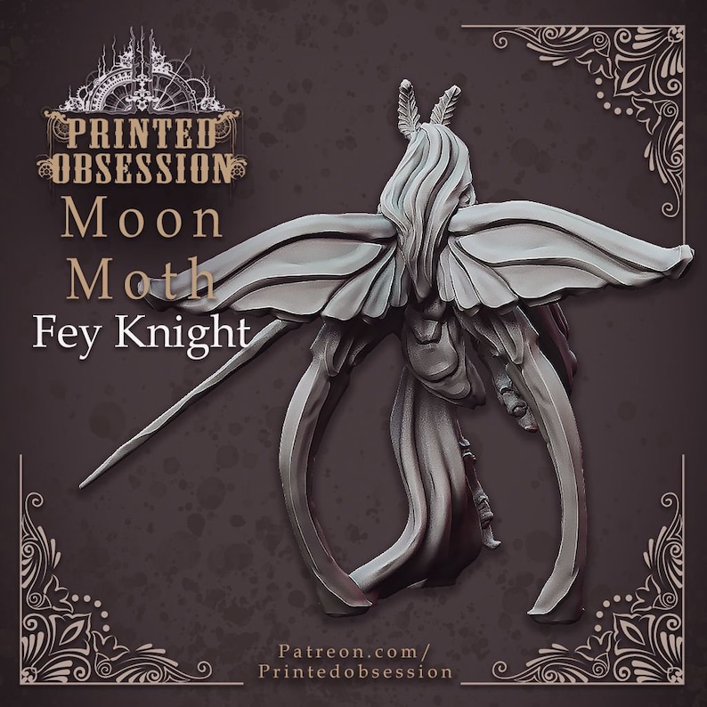Female Moth Knight Fey 3D Printed Tabletop RPG Mini - Etsy