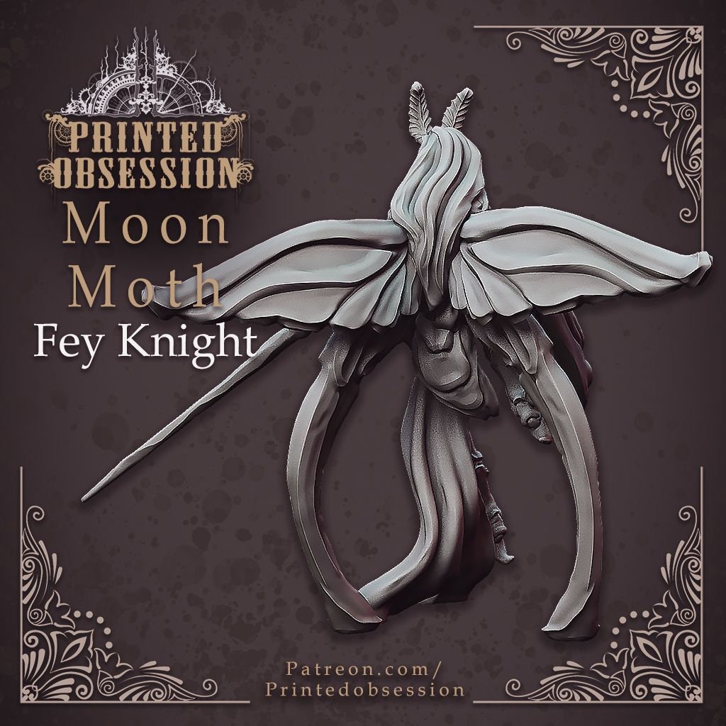 Female Moth Knight Fey 3D Printed Tabletop RPG Mini - Etsy