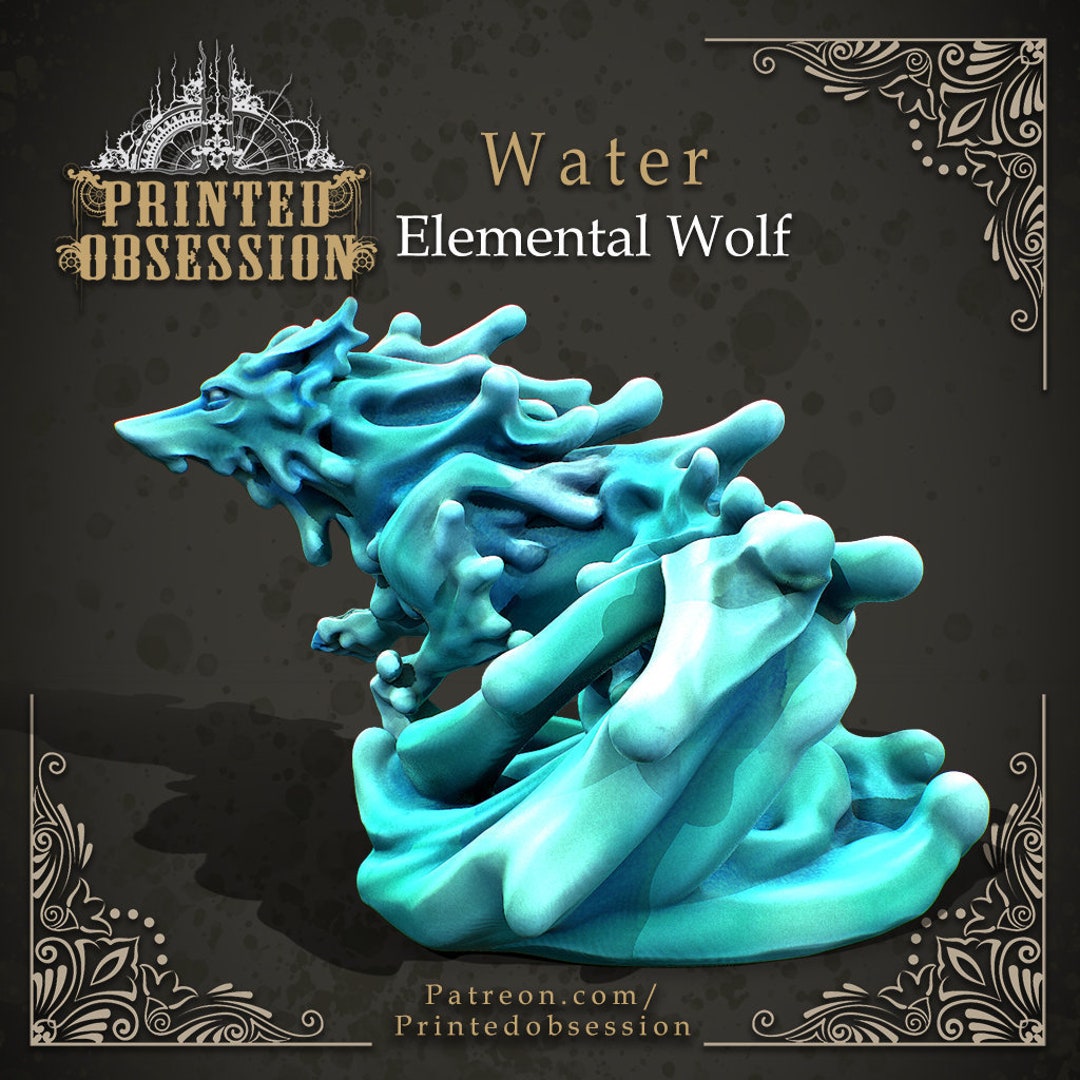 Water Elemental Direwolf 3D Printed Tabletop RPG Mini UNPAINTED - Etsy