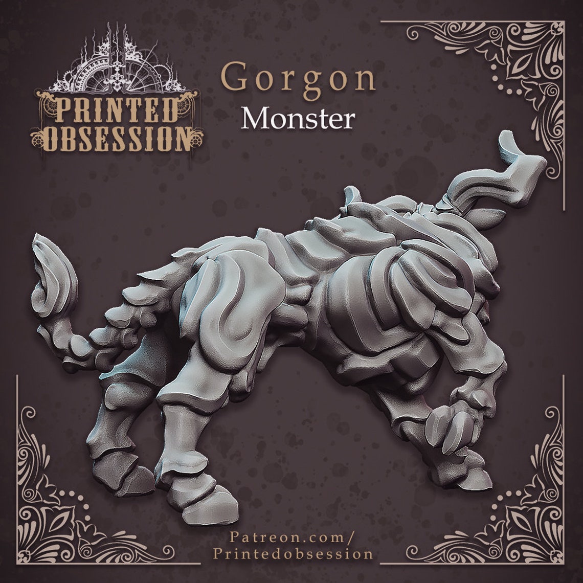 Gorgon Bull 3D Printed Tabletop RPG Mini | Etsy