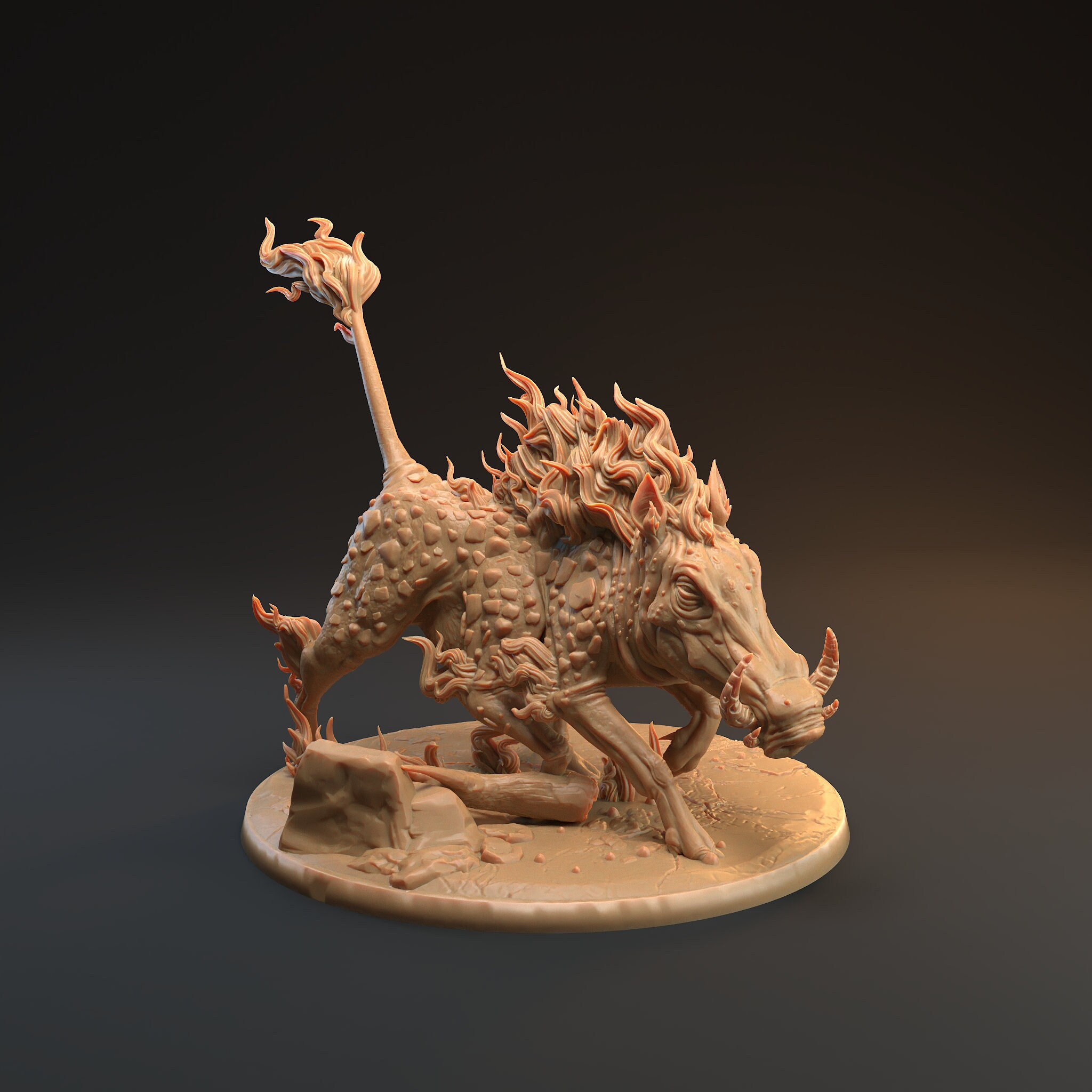 Bushfire Boar Fire Elemental 3D Printed Tabletop RPG Mini | Etsy