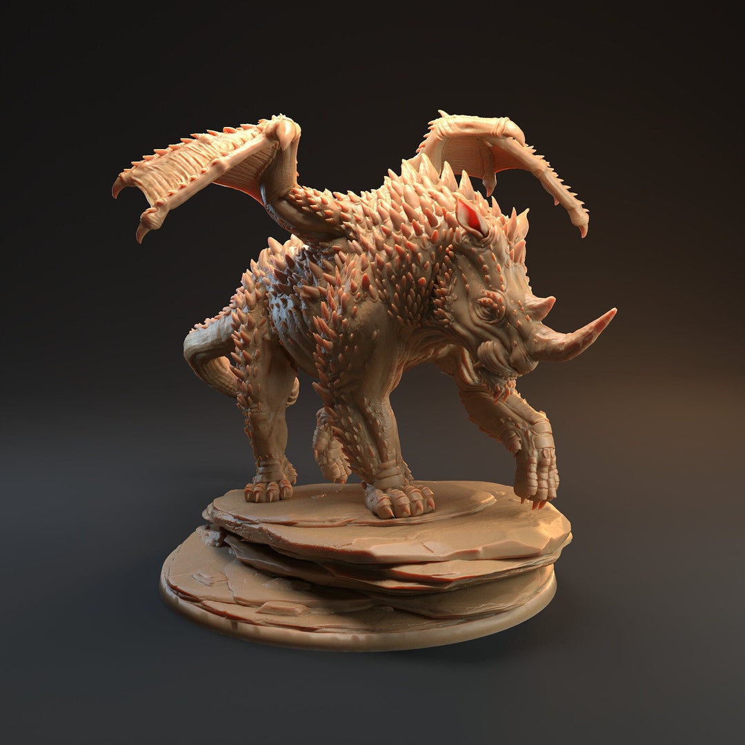 Savannah Rhino Dragon 3D Printed Tabletop RPG Mini UNPAINTED - Etsy