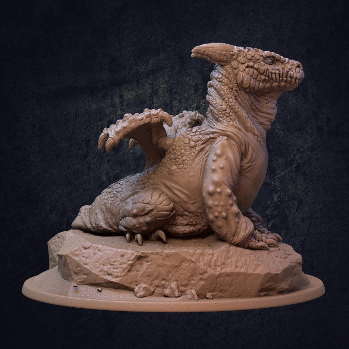Desert Burrowing Dragon 3D Printed Tabletop RPG Mini | Etsy