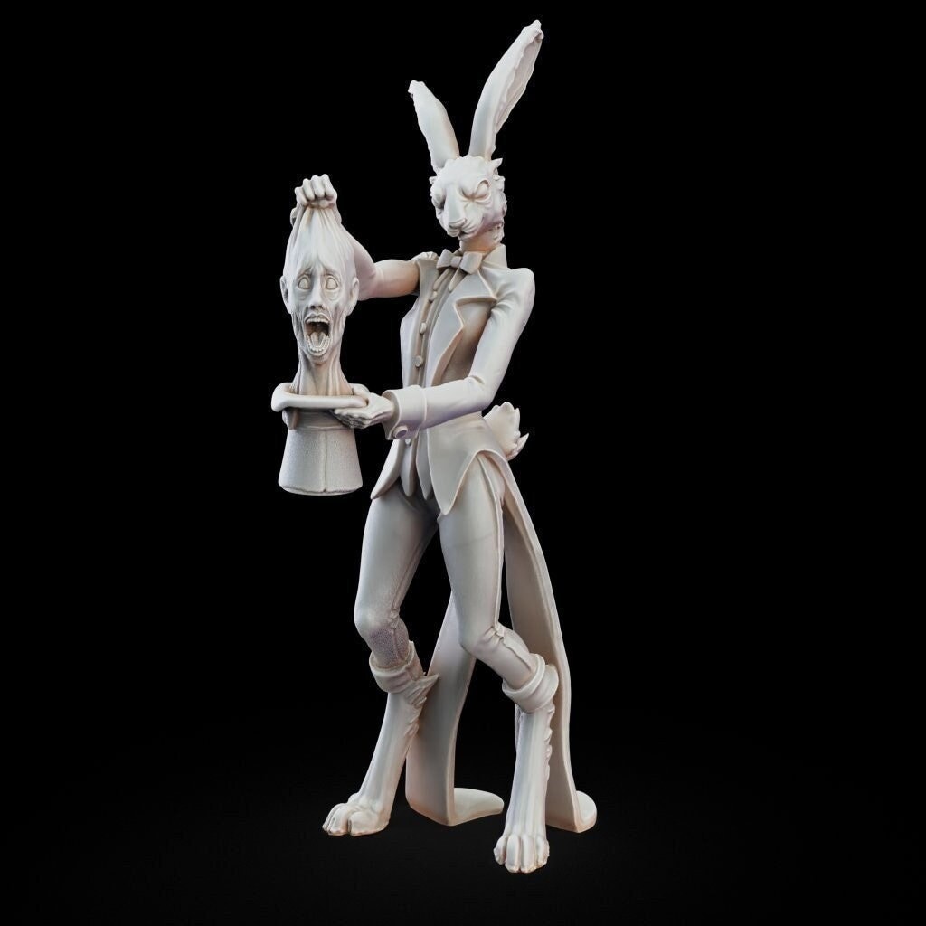 White the Rabbit Magician 3D Printed Tabletop RPG Mini - Etsy